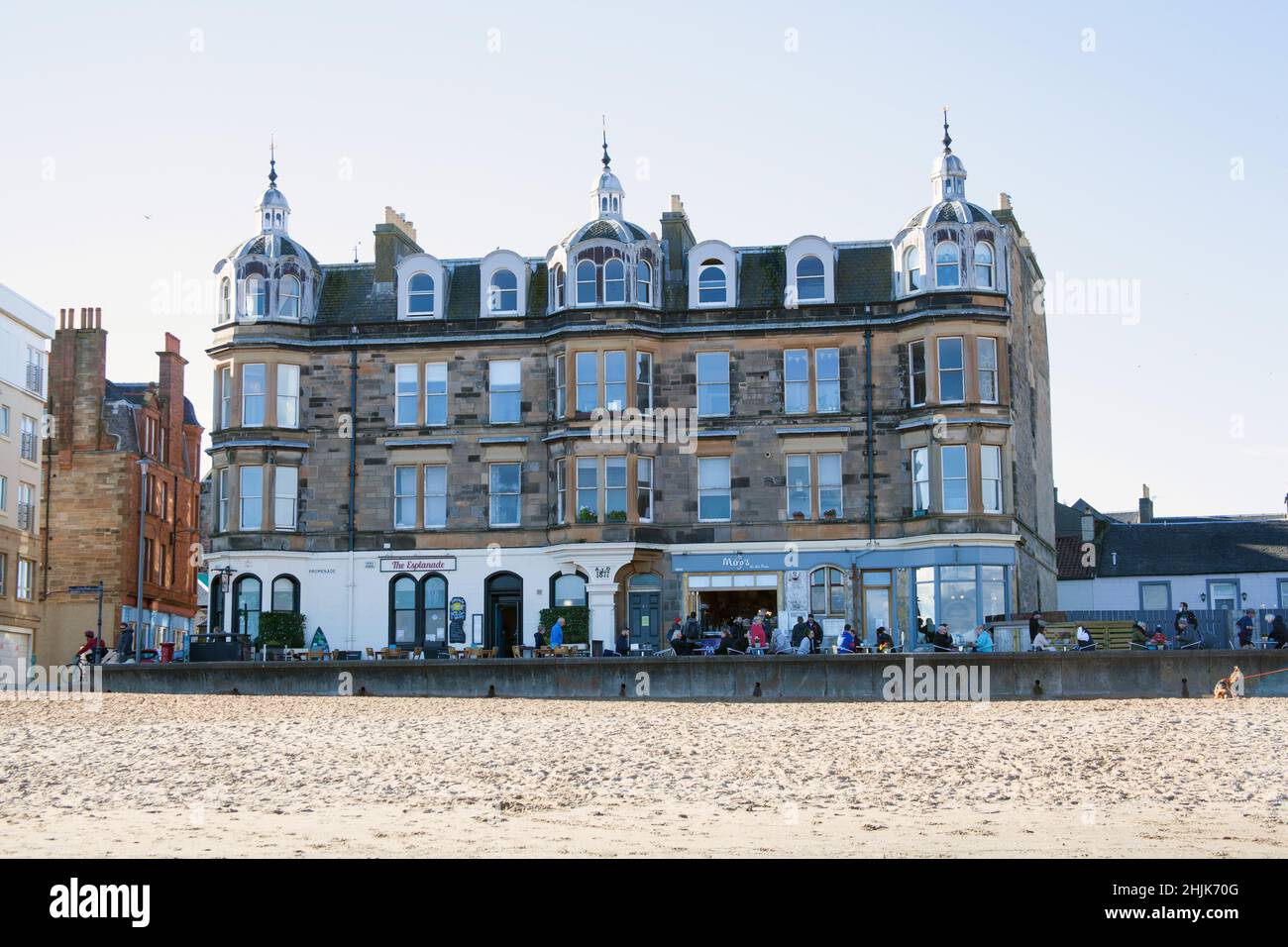 Views of cafes and restaurants on the Promenade at Portobello Beach in ...
