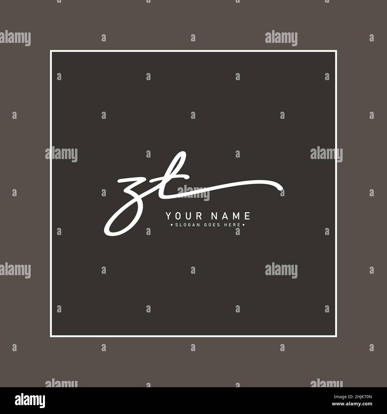 Initial Letter ZT Logo - Handwritten Signature Style Logo - Simple ...