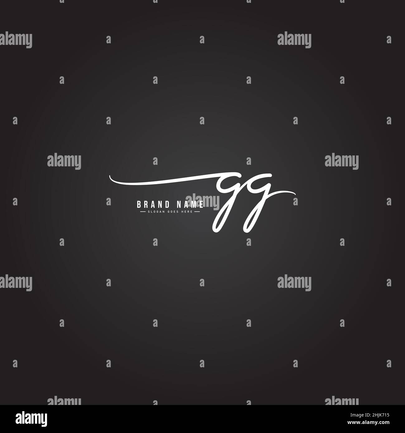 Initial Letter GG Logo - Handwritten Signature Style Logo - Simple ...