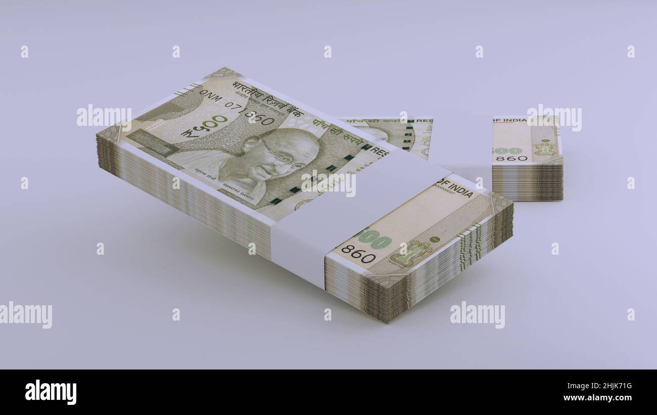 Indian Rupee 500 Currency Note Bundles - 3D Illustration Stock Photo ...