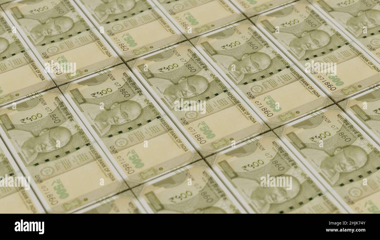 Indian Rupee 500 Currency Note Bundles - 3D Illustration Stock Photo ...
