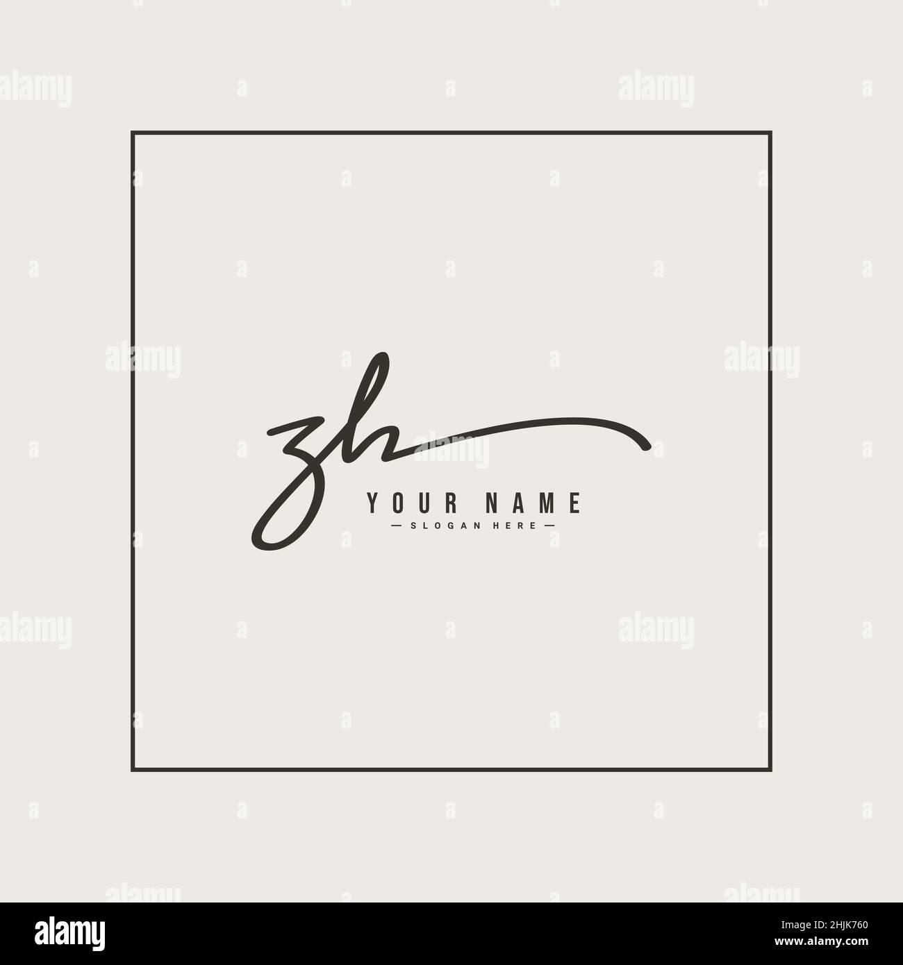 Initial Letter ZH Logo - Hand Drawn Signature Style Logo - Simple ...