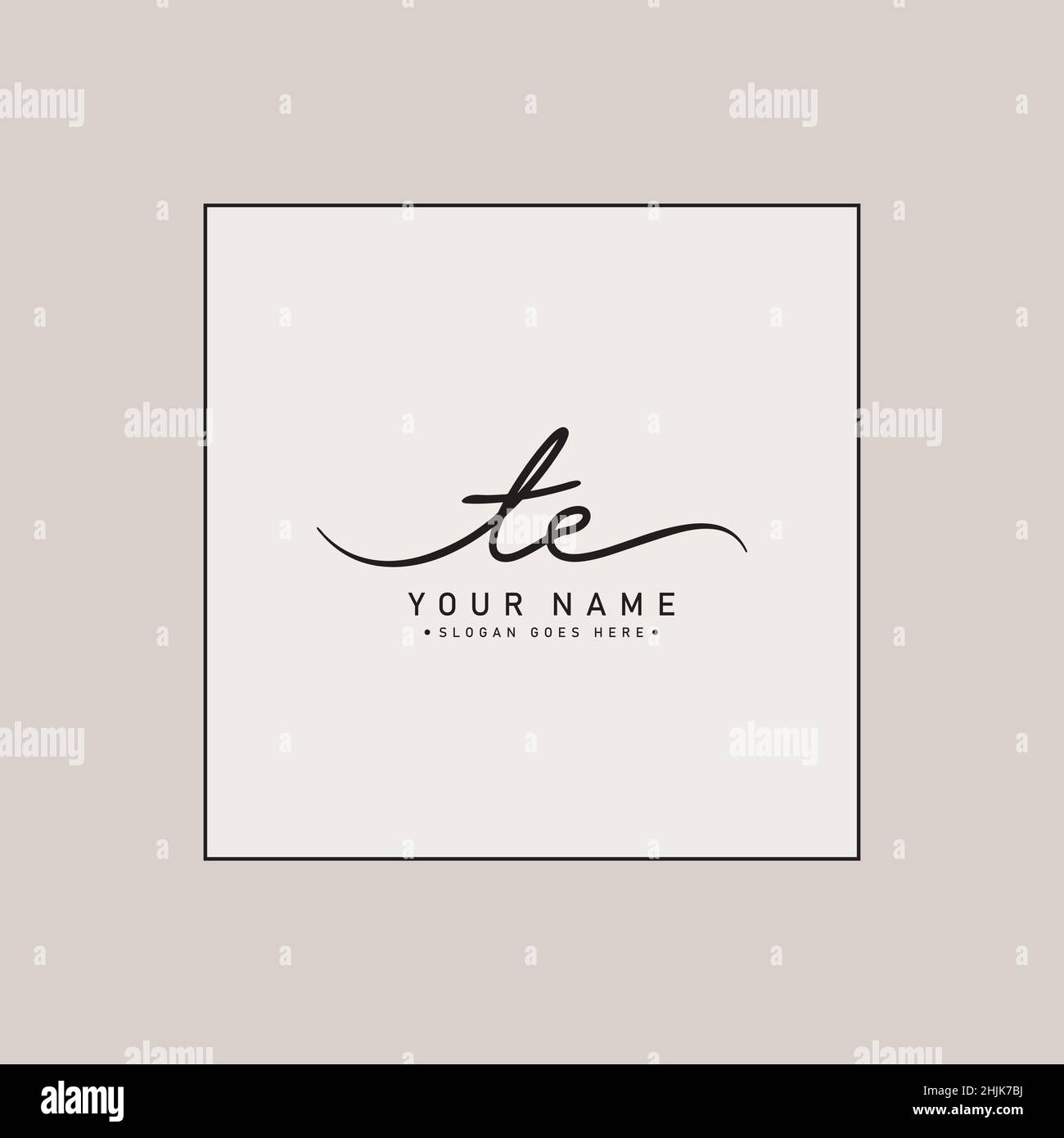 Initial Letter TE Logo - Handwritten Signature Style Logo - Simple ...