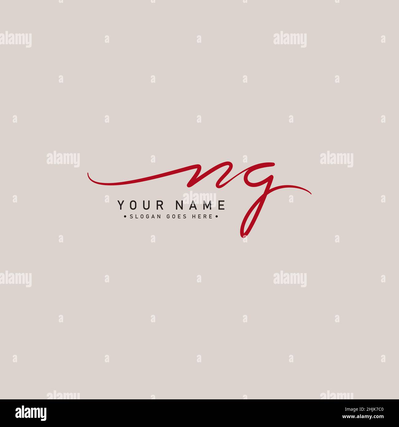 Initial Letter NG Logo - Hand Drawn Signature Style Logo - Simple ...