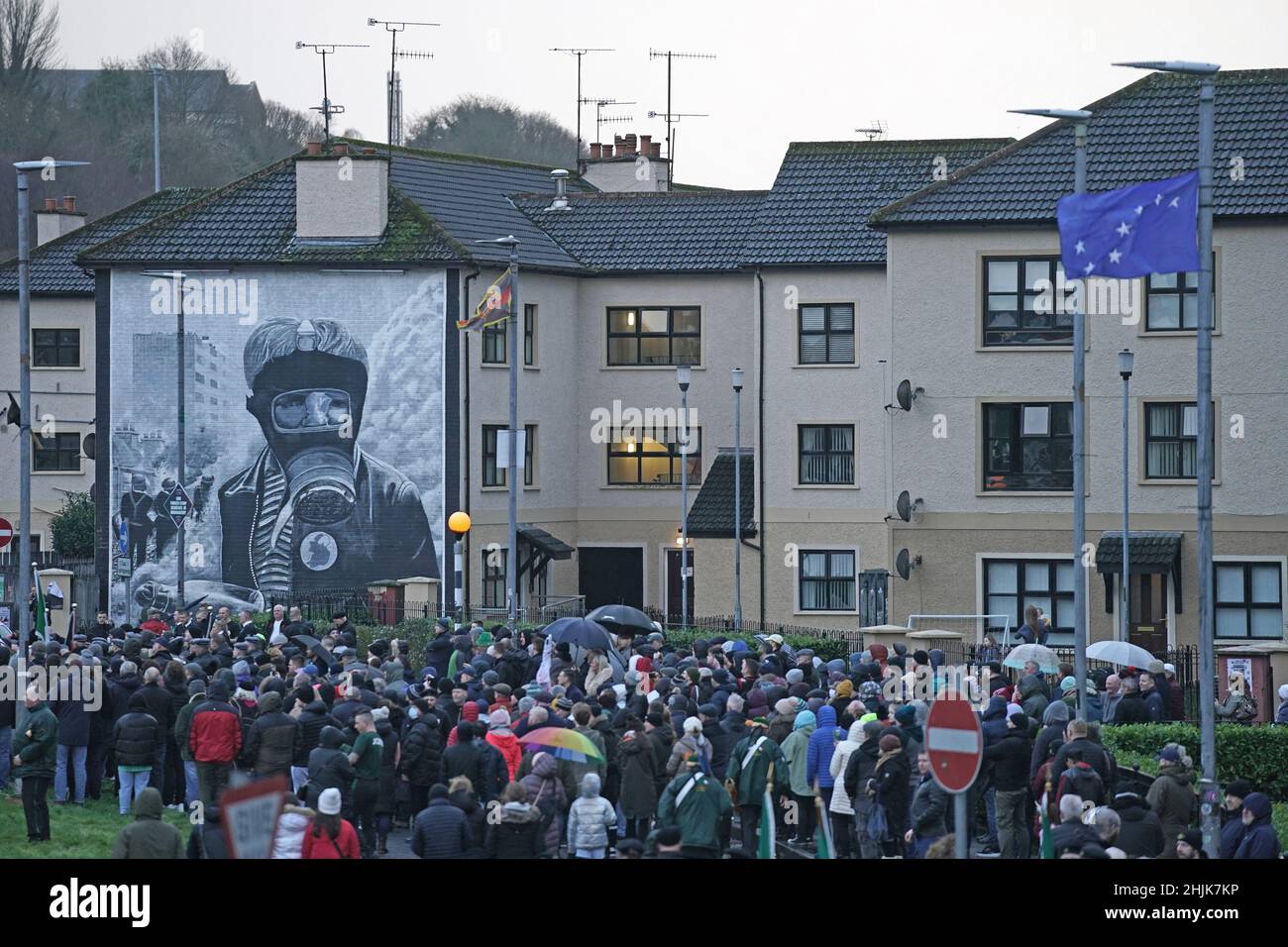 People take part in a march to mark the 50th anniversary of Bloody ...