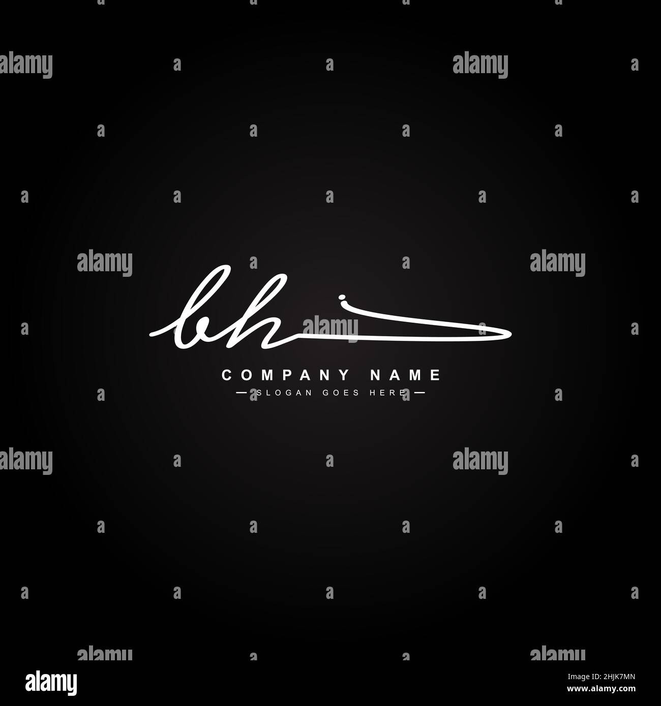 Initial Letter BH Logo - Hand Drawn Signature Logo - Simple Vector Logo ...