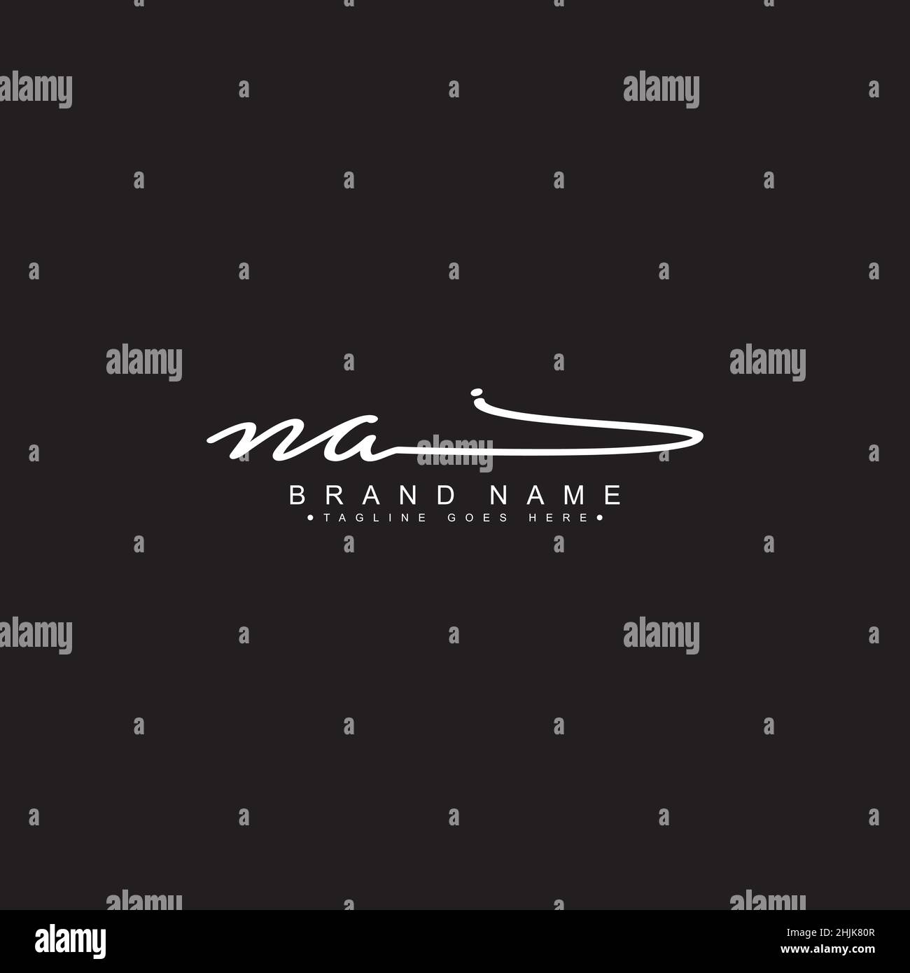 Initial Letter NA Logo - Handwritten Signature Style Logo - Simple ...
