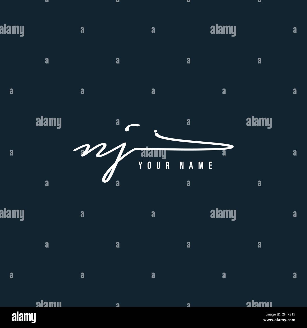 Initial Letter NJ Logo - Hand Drawn Signature Style Logo - Simple ...