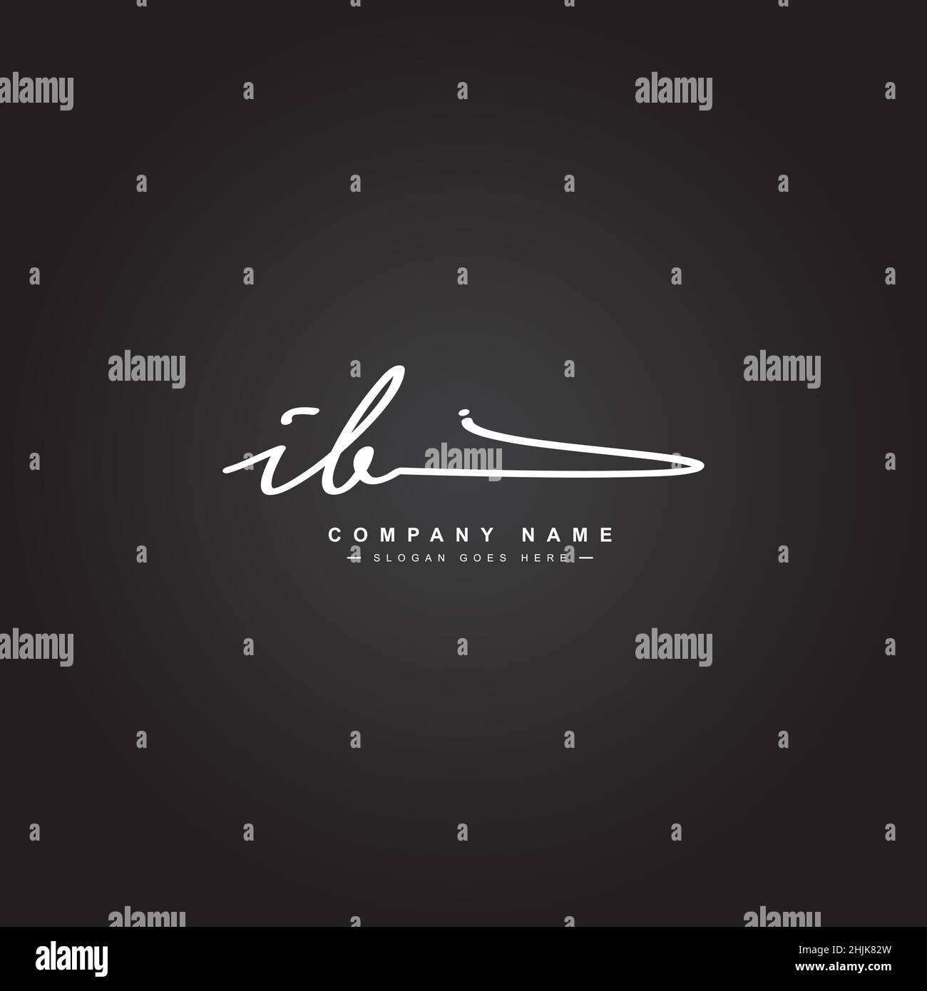 Initial Letter IB Logo - Hand Drawn Signature Logo - Simple Vector Logo in Signature Style for ...