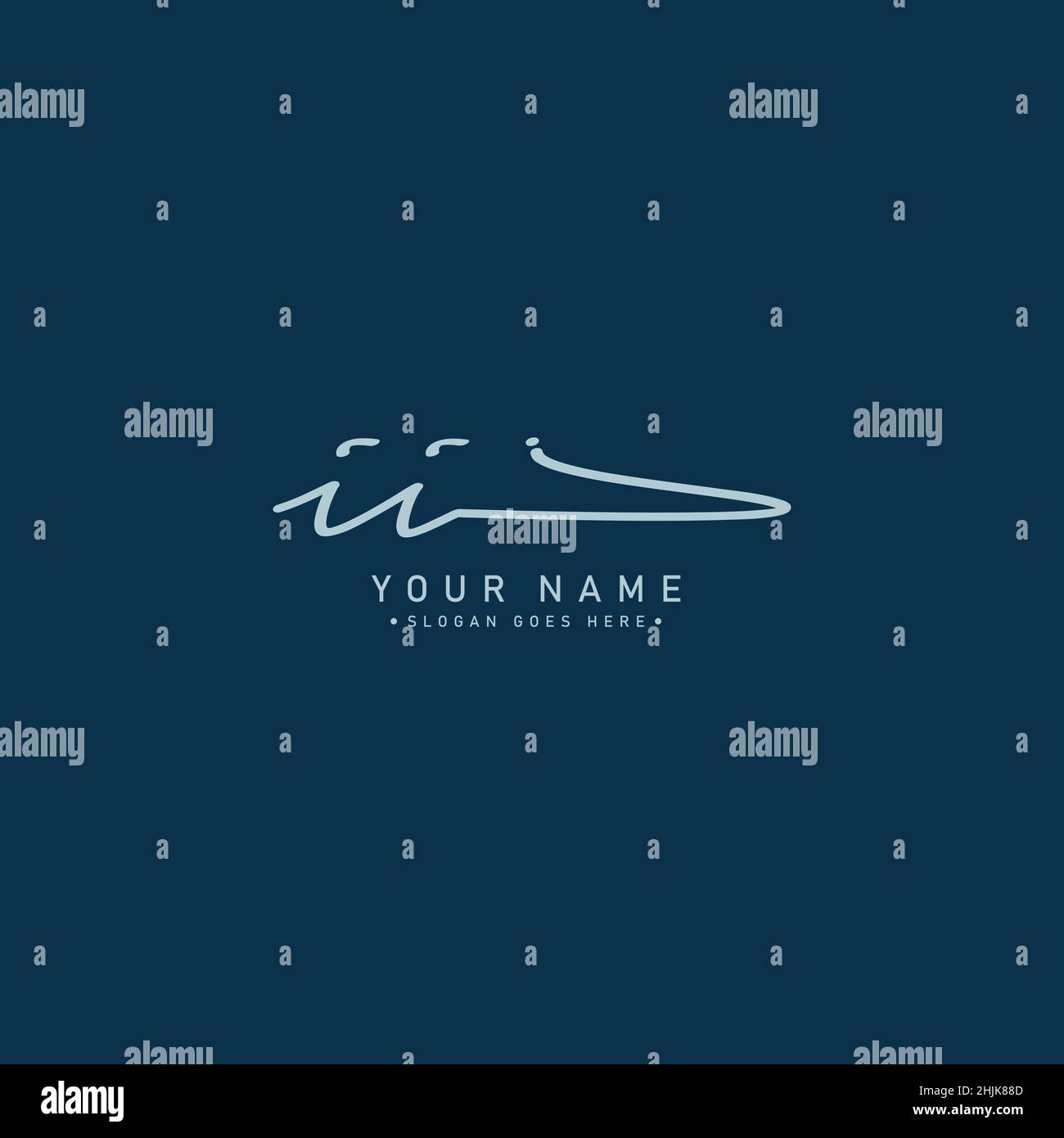 Initial Letter II Logo - Hand Drawn Signature Logo - Simple Vector Logo ...