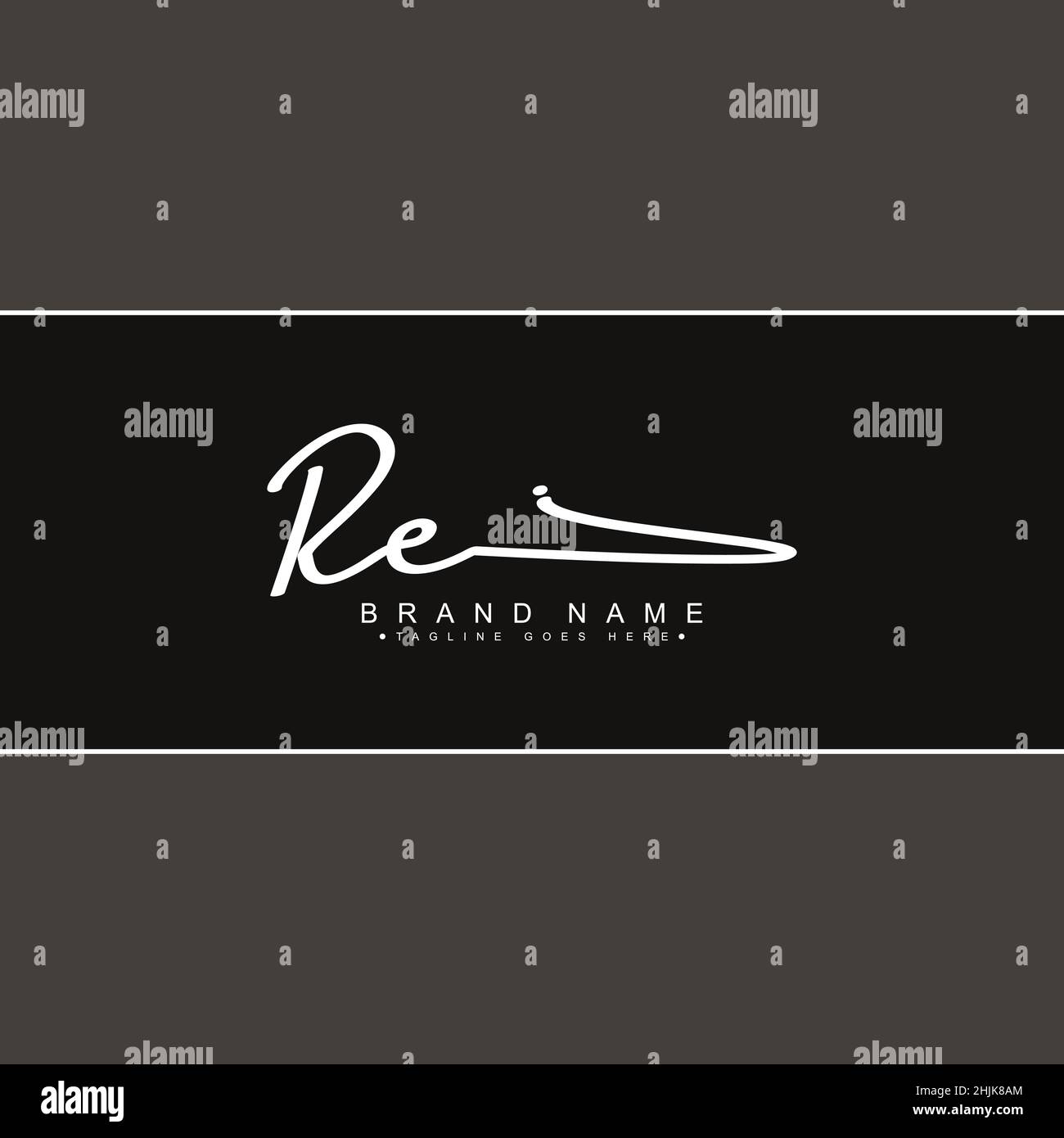 Initial Letter RE Logo - Hand Drawn Signature Style Logo - Simple Vector Logo in Signature Style ...