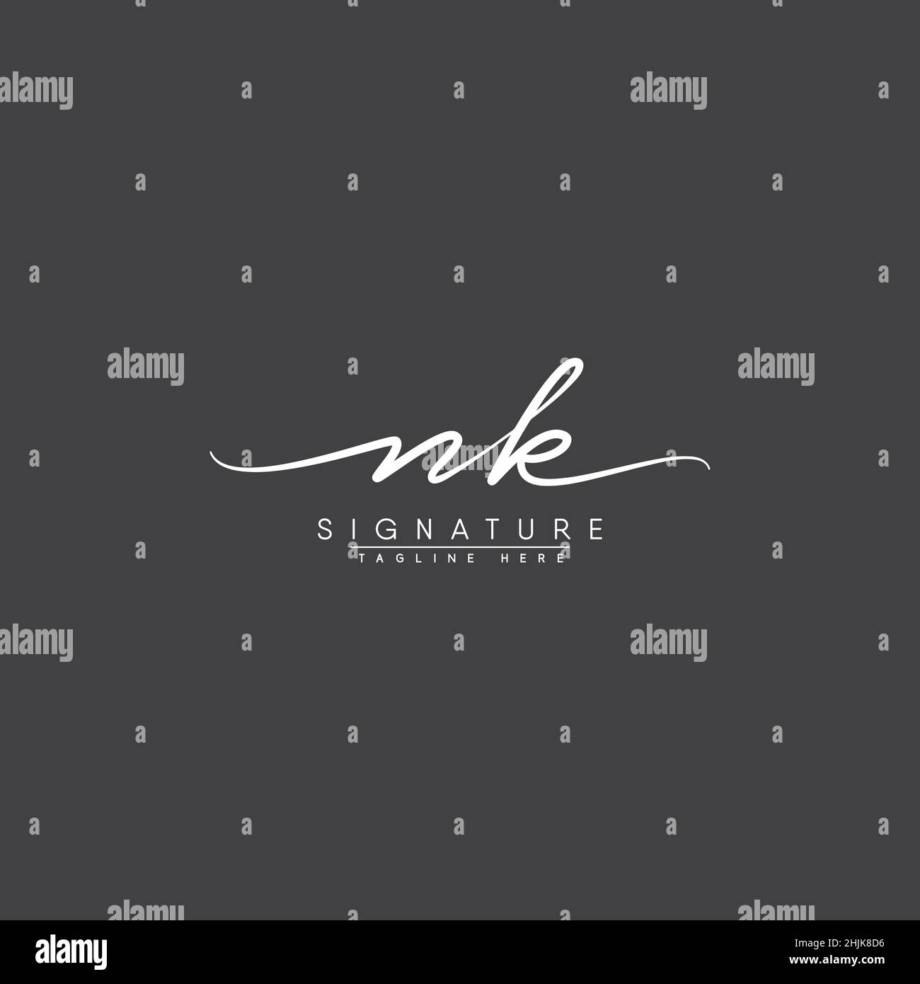 Initial Letter NK Logo - Hand Drawn Signature Style Logo - Simple ...