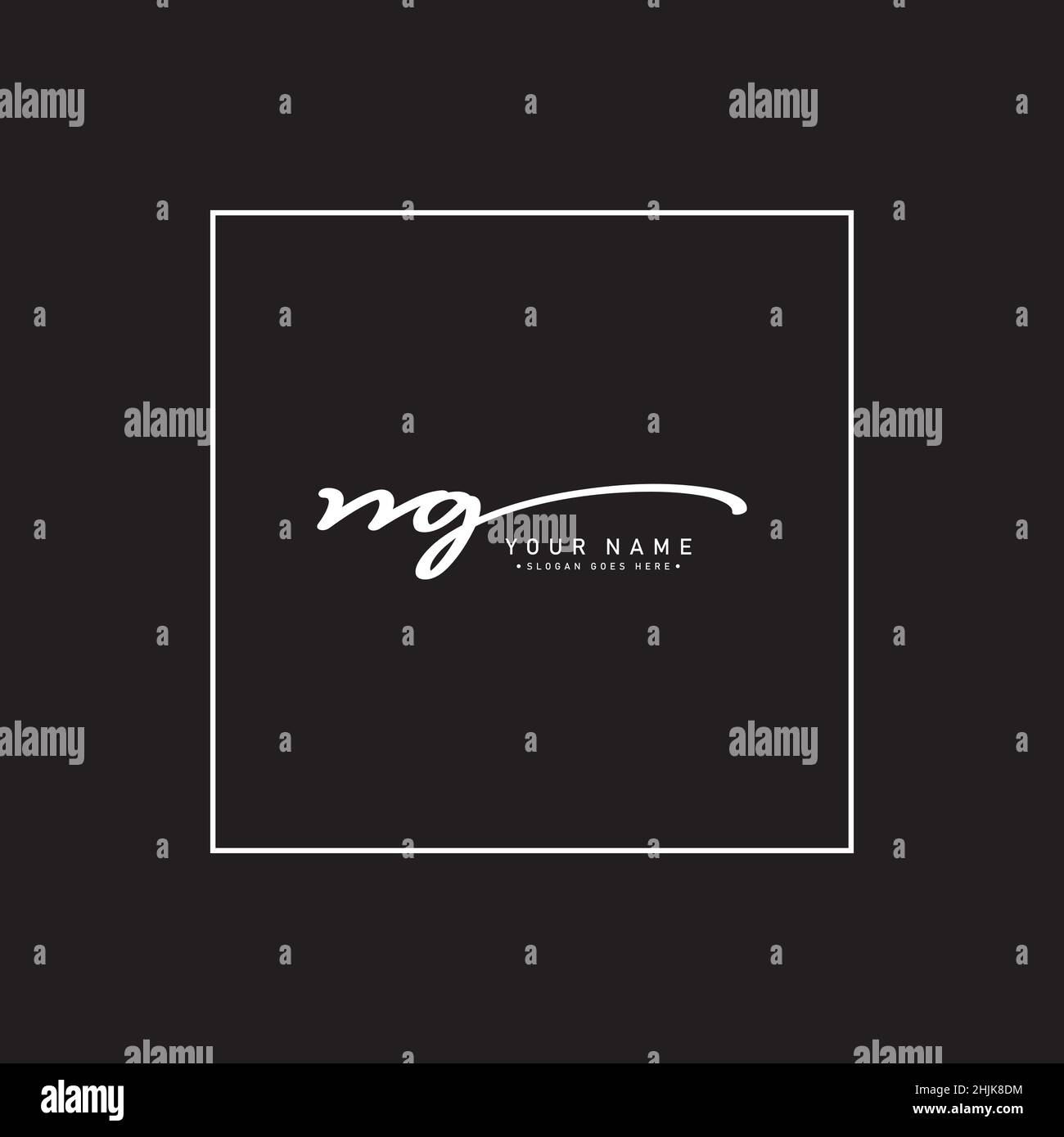 Initial Letter NG Logo - Hand Drawn Signature Style Logo - Simple ...
