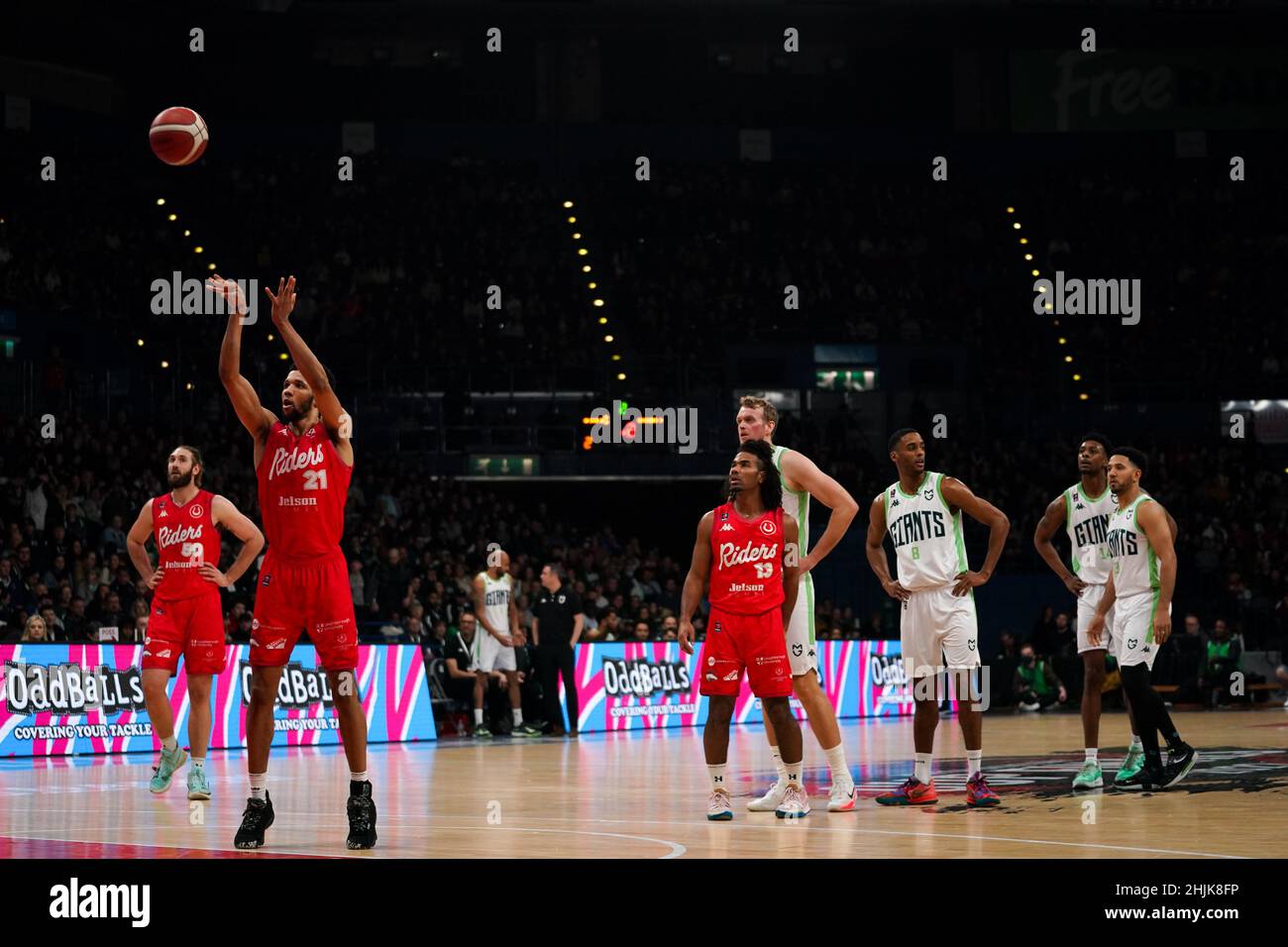 Leicester Riders' Zach Jackson throws a free-throw during the BBL Cup ...