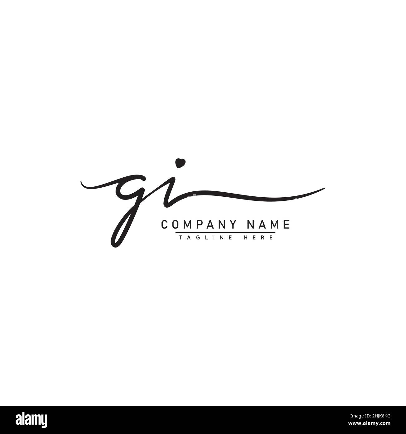 Initial Letter GI Logo - Hand Drawn Signature Style Logo - Simple ...