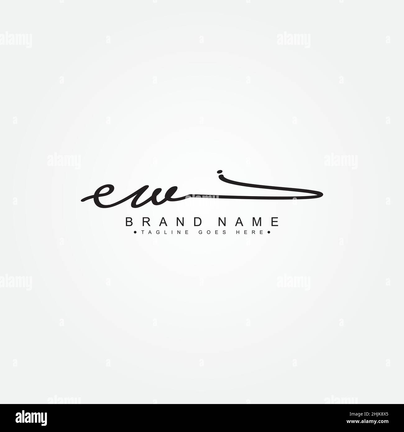 Initial Letter EW Logo - Handwritten Signature Logo - Simple Vector ...