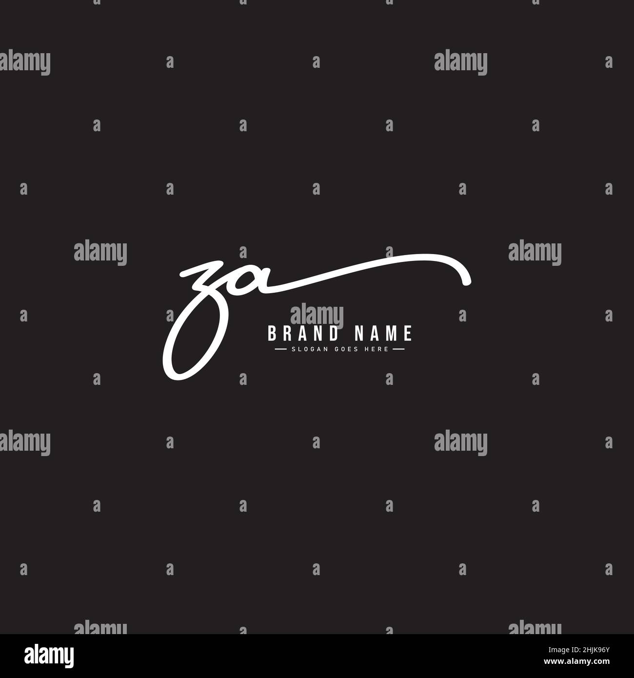 Initial Letter ZA Logo - Hand Drawn Signature Logo - Simple Vector Logo ...