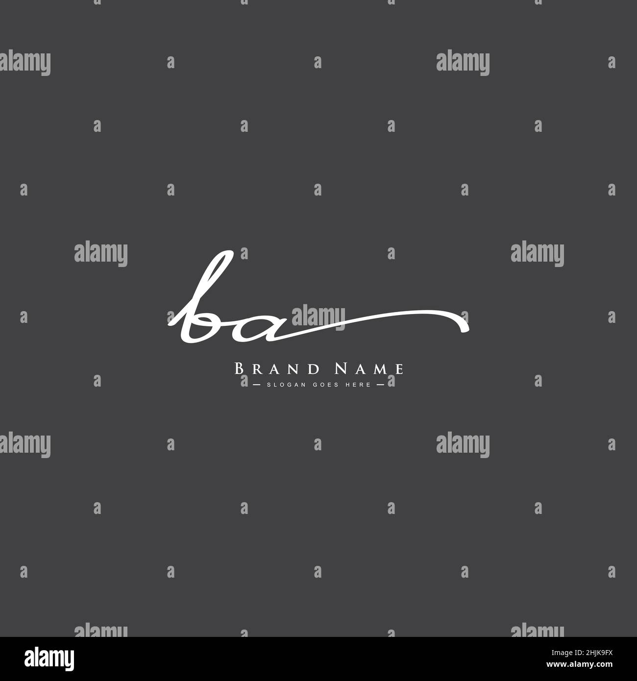 Initial Letter BA Logo - Handwritten Signature Style Logo - Simple ...