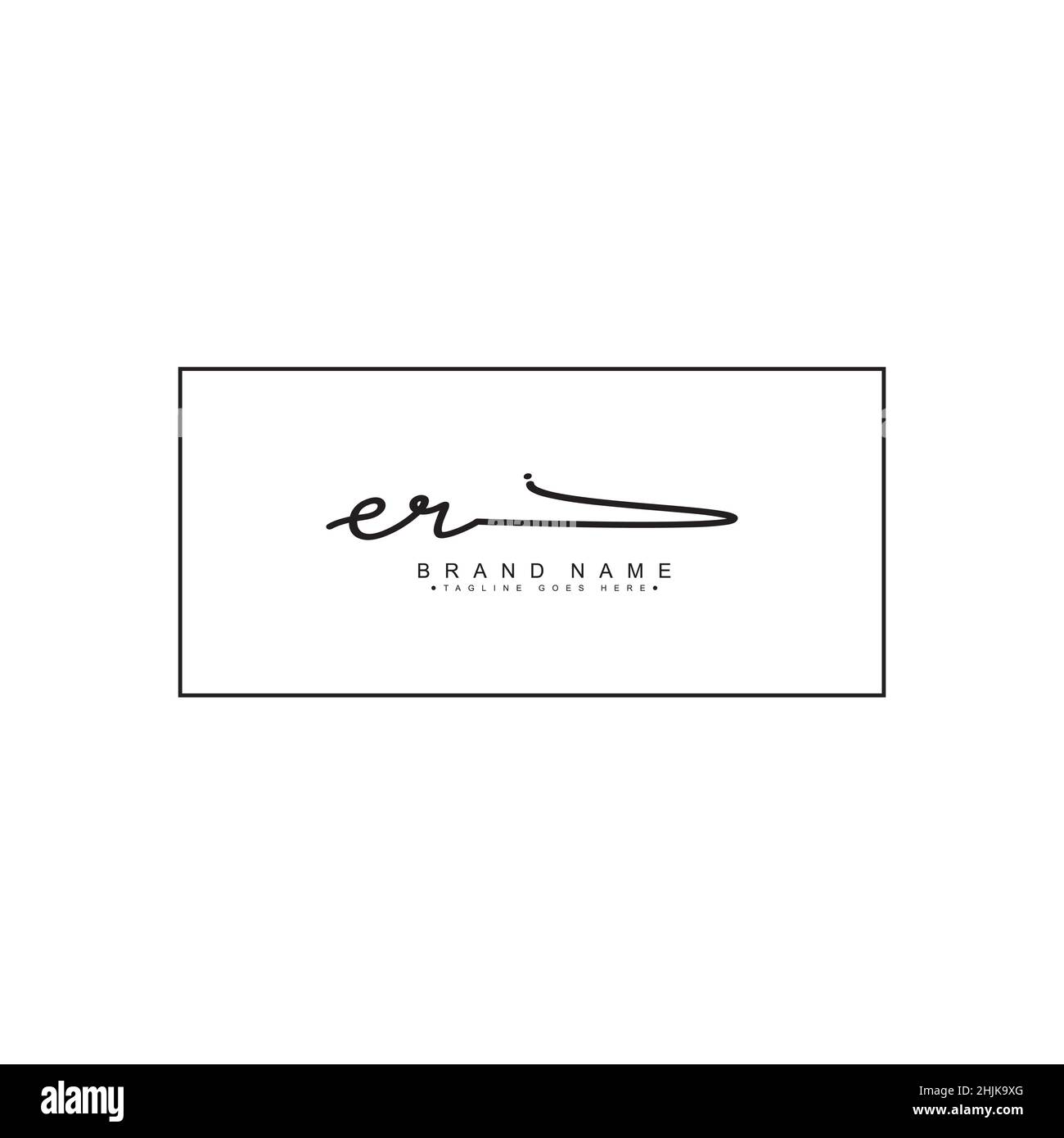 Initial Letter ER Logo - Hand Drawn Signature Logo - Simple Vector Logo ...