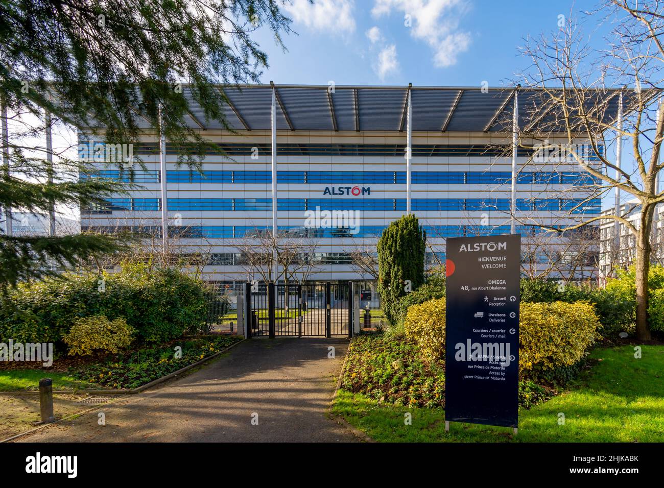 Exterior view of the headquarters of Alstom, a French multinational company mainly specializing ...