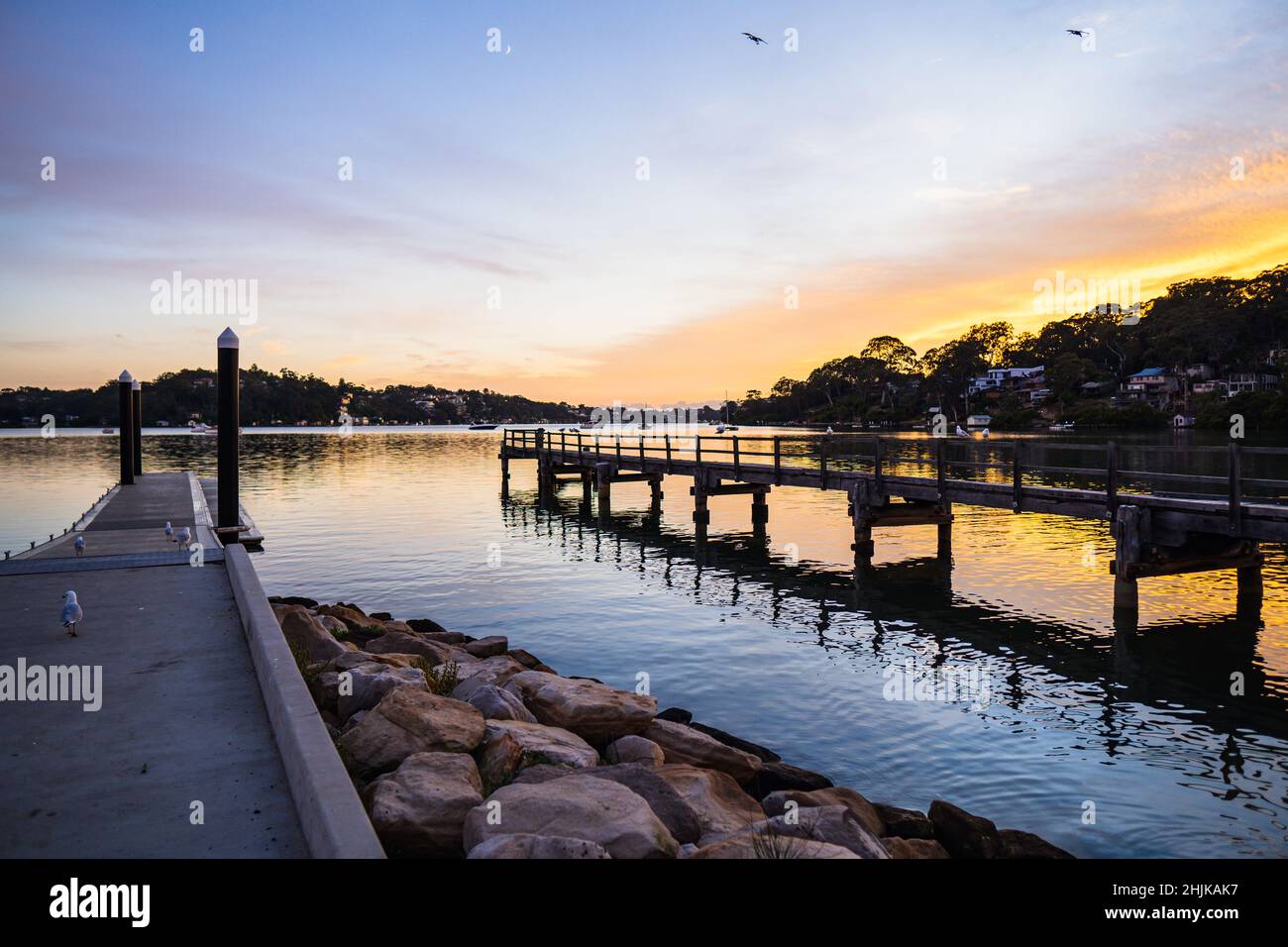 Landscape of a pier in Como, NSW on the sunset Stock Photo - Alamy