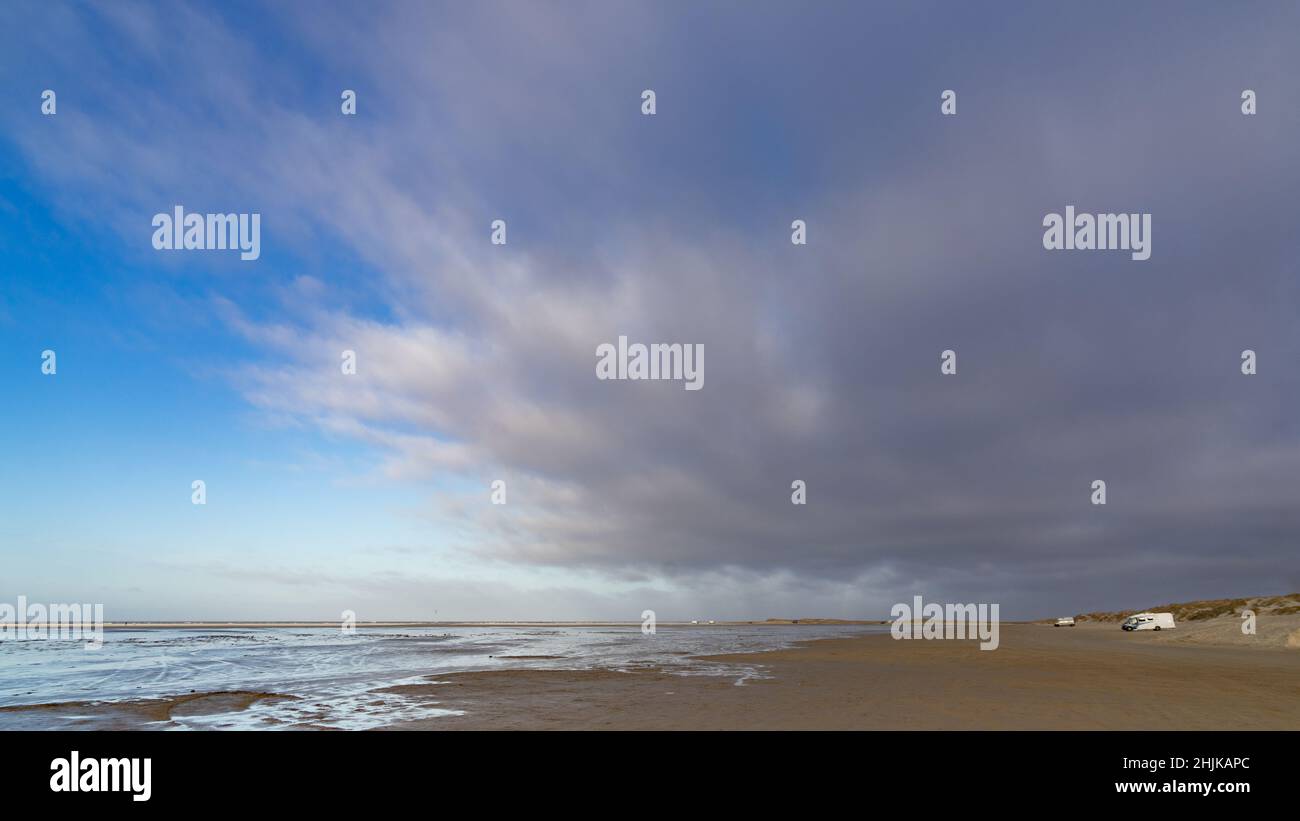 Travel Denmark: Bad weather coming in over a beach on Rømø island Stock ...