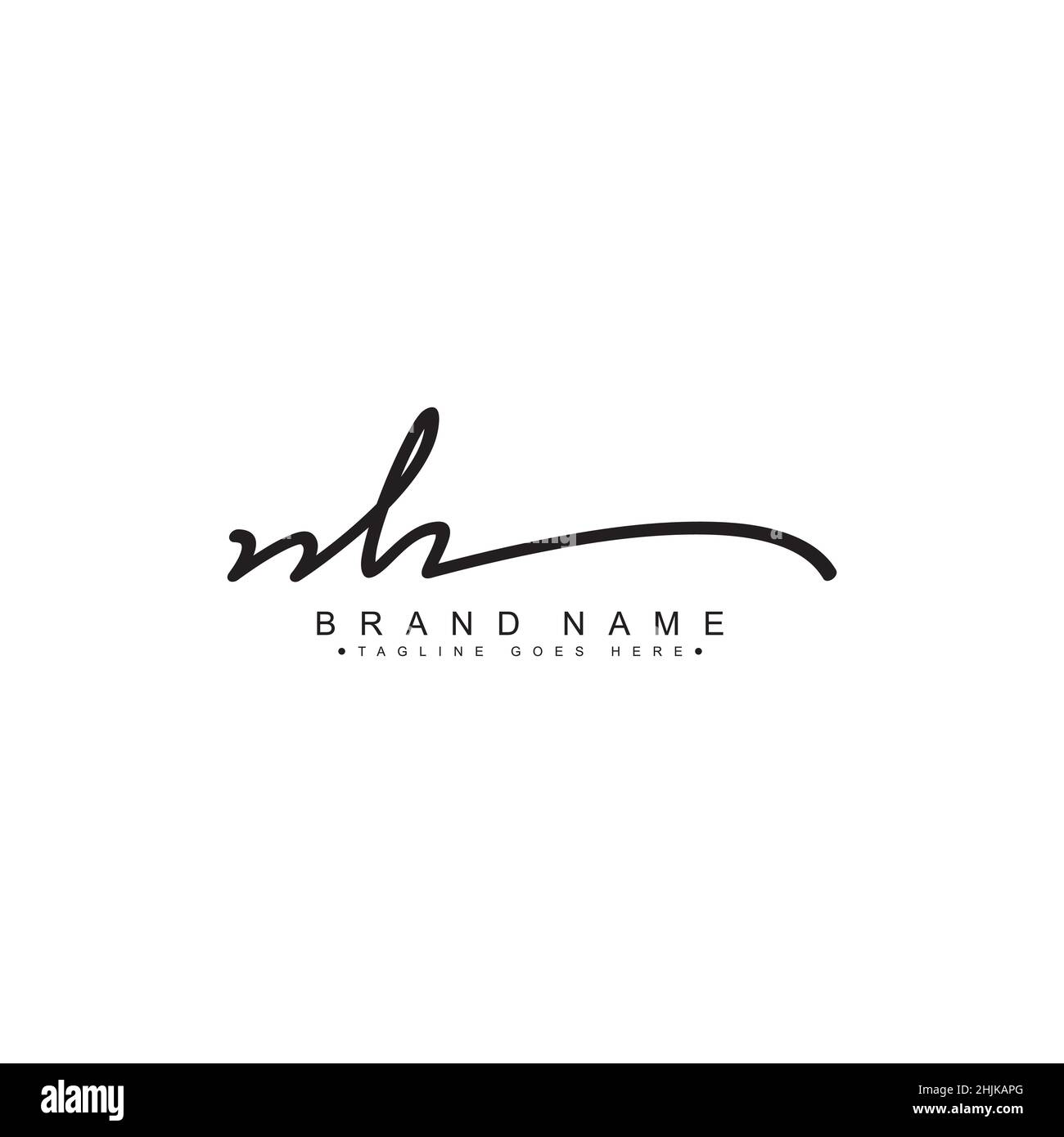 Initial Letter NH Logo - Hand Drawn Signature Logo - Simple Vector Logo in Signature Style for ...