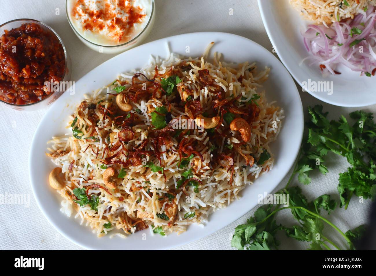 Cottage cheese Biriyani or Paneer Biriyani. Prepared by Steamed and ...