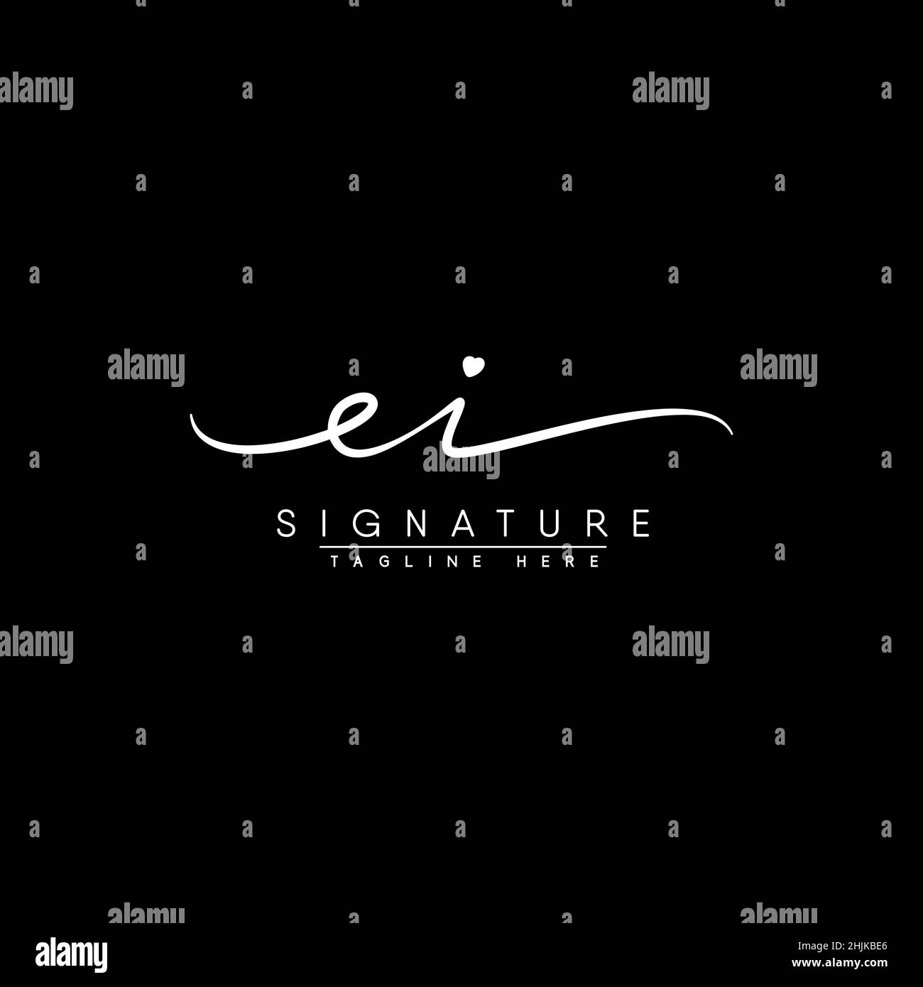 Initial Letter EI Logo - Hand Drawn Signature Style Logo - Simple ...