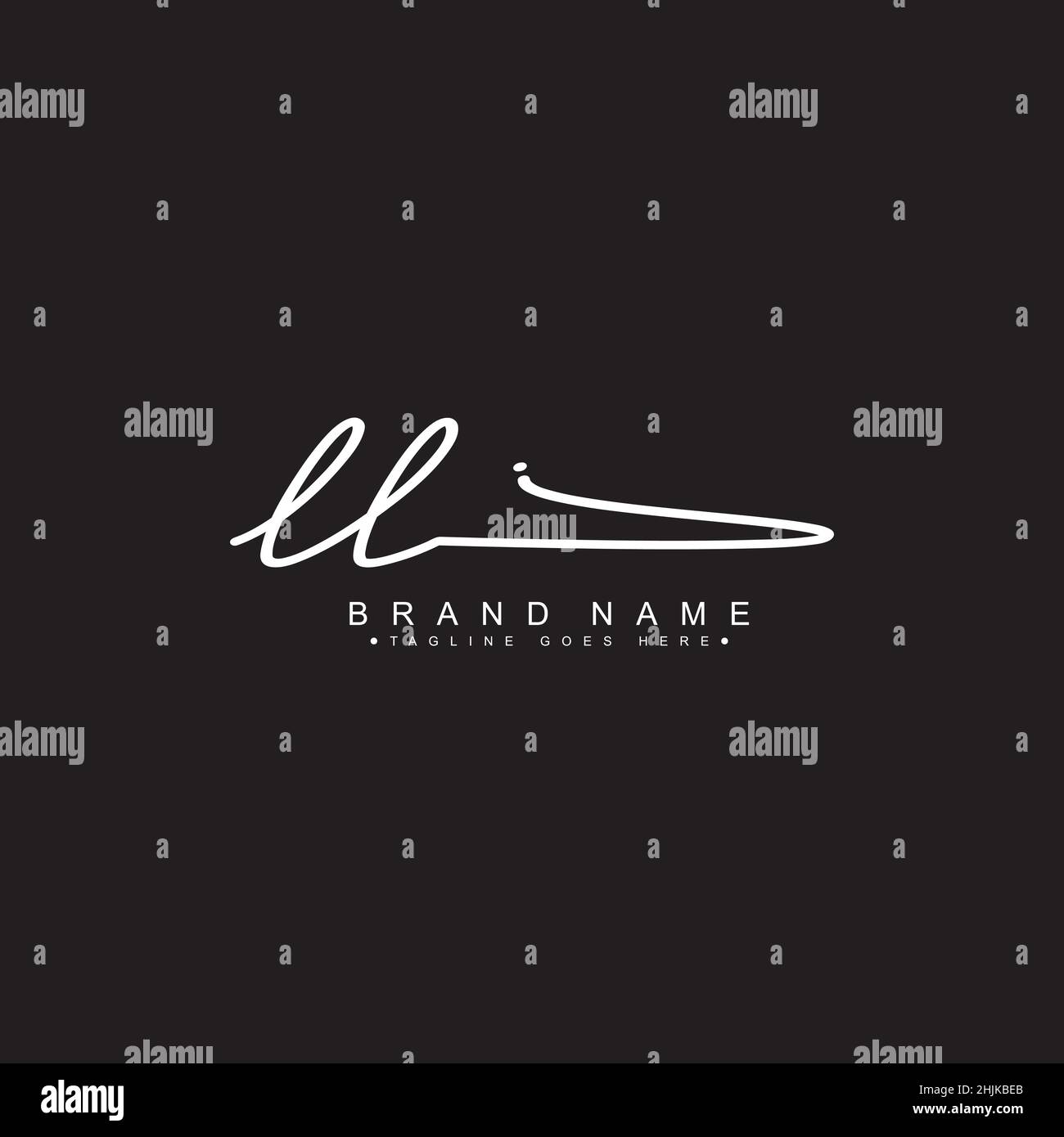 Initial Letter LL Logo - Hand Drawn Signature Logo - Simple Vector Logo ...