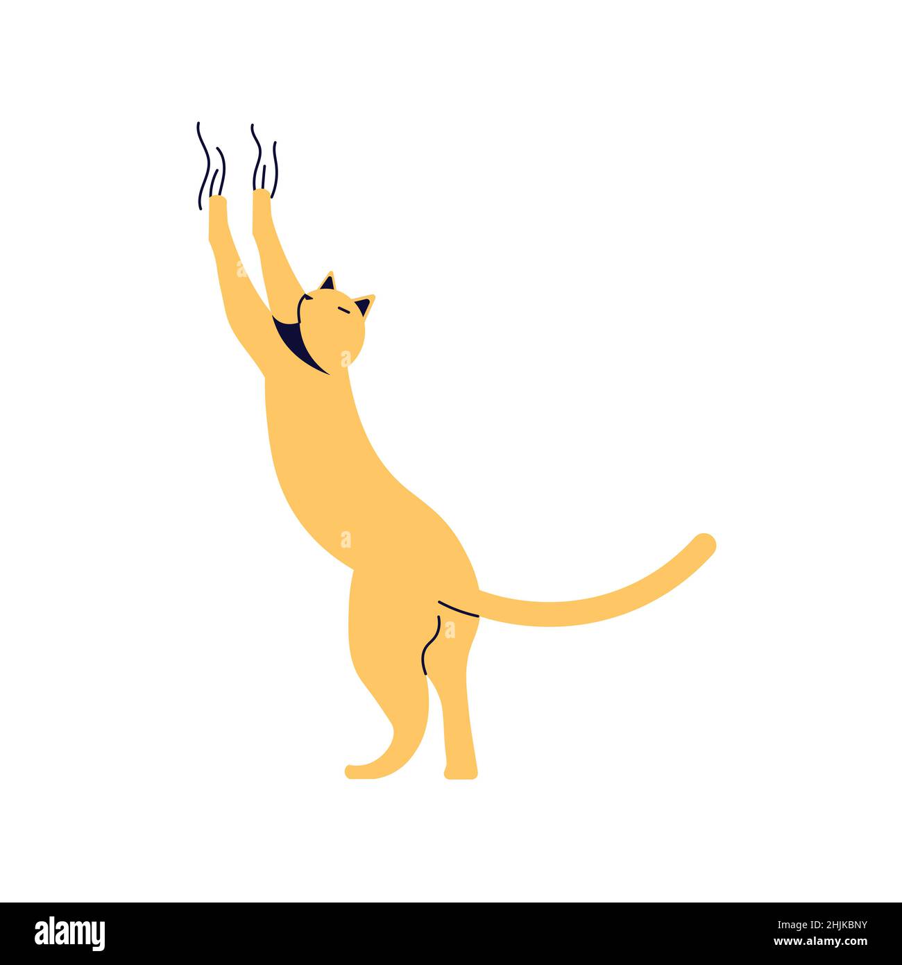 Ginger cat silhouette sharpens claws isolated on white Stock Vector ...