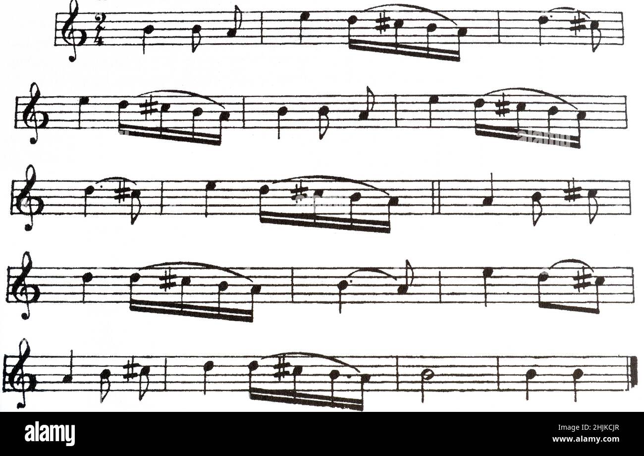 Music notes written by Serbian composer Stevan Stojanovic Mokranjac ...