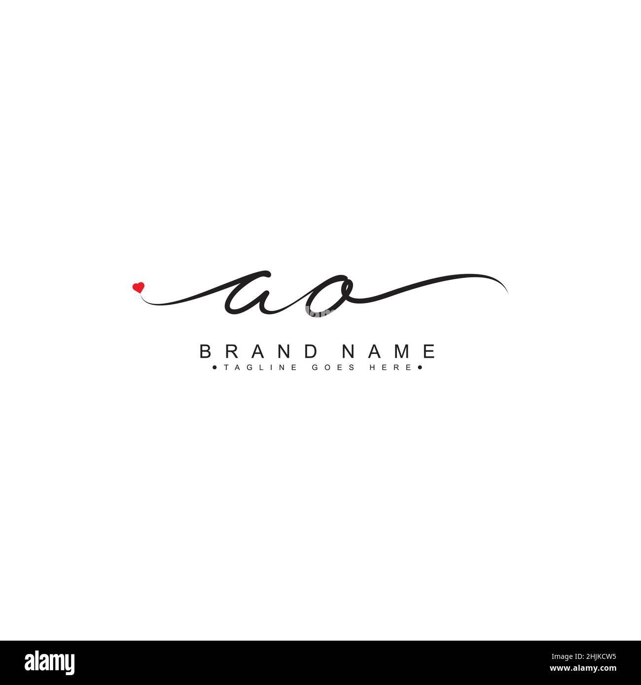 Initial Letter AO Logo - Hand Drawn Signature Style Logo - Simple ...