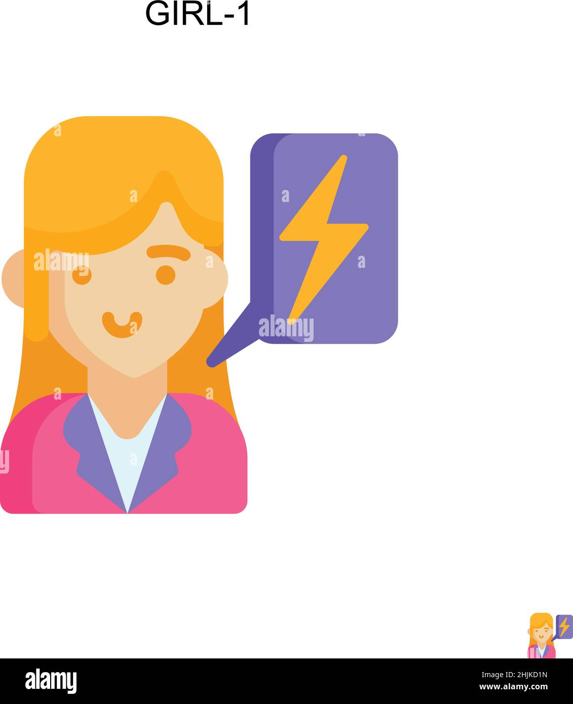 Girl-1 Simple vector icon. Illustration symbol design template for web ...