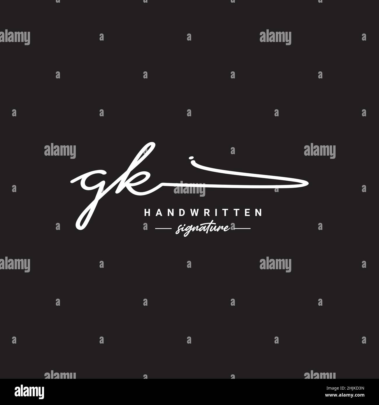 Initial Letter GK Logo - Hand Drawn Signature Logo - Simple Vector Logo ...
