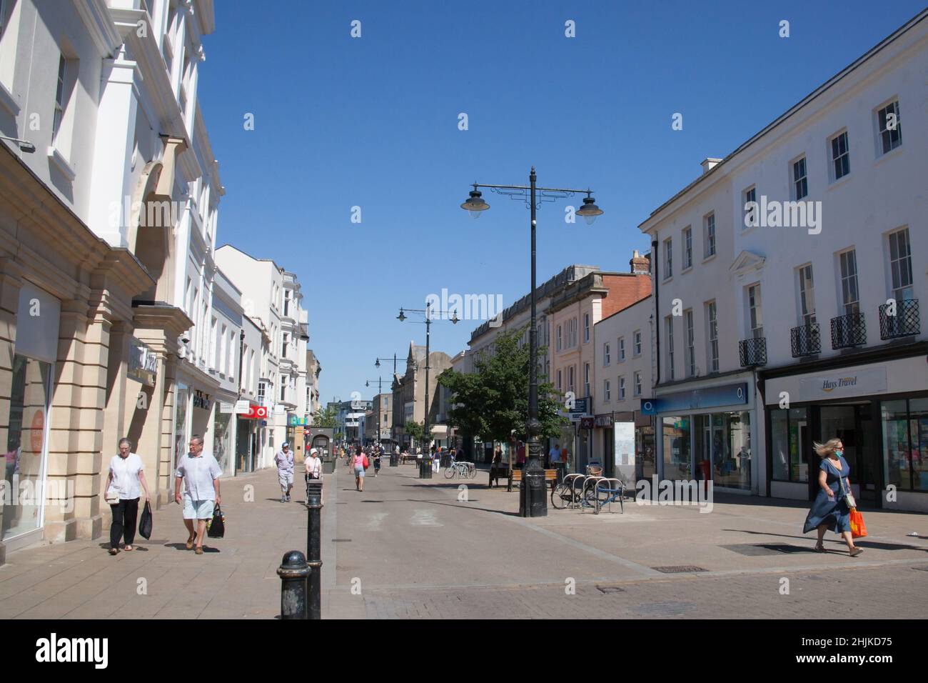The High Street of Cheltenham in Gloucestershire in the UK Stock Photo ...