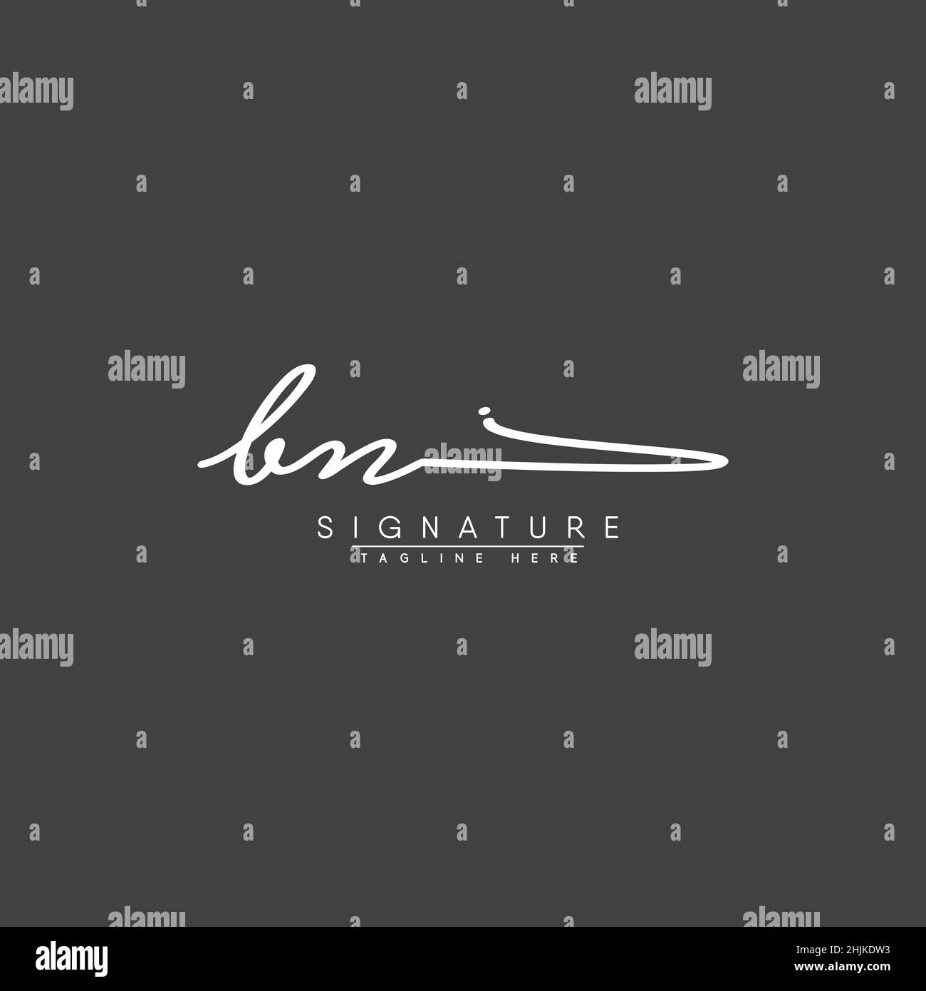Initial Letter BN Logo - Hand Drawn Signature Logo - Simple Vector Logo ...