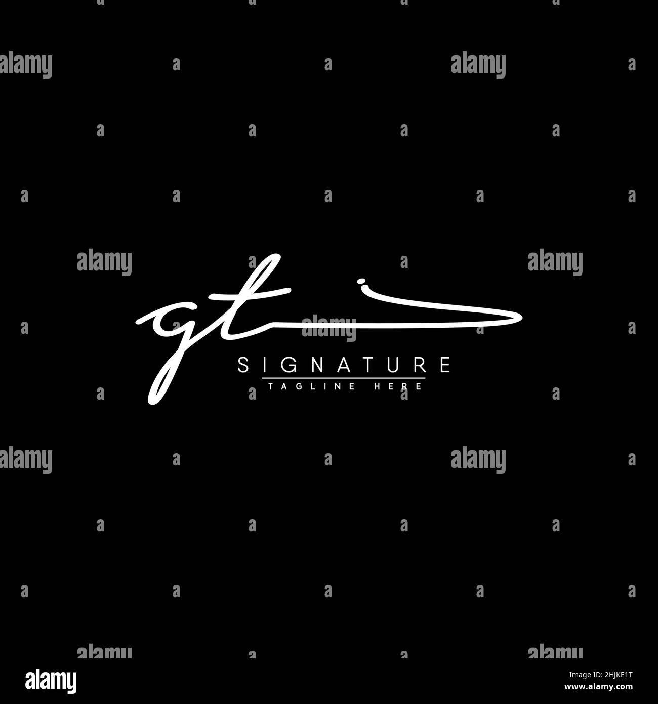 Initial Letter GT Logo - Hand Drawn Signature Style Logo - Simple ...