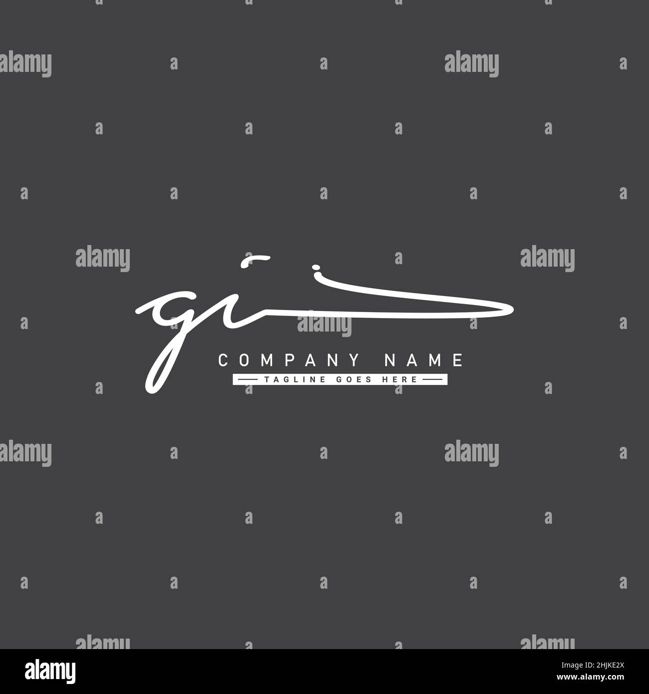 Initial Letter GI Logo - Hand Drawn Signature Logo - Simple Vector Logo ...