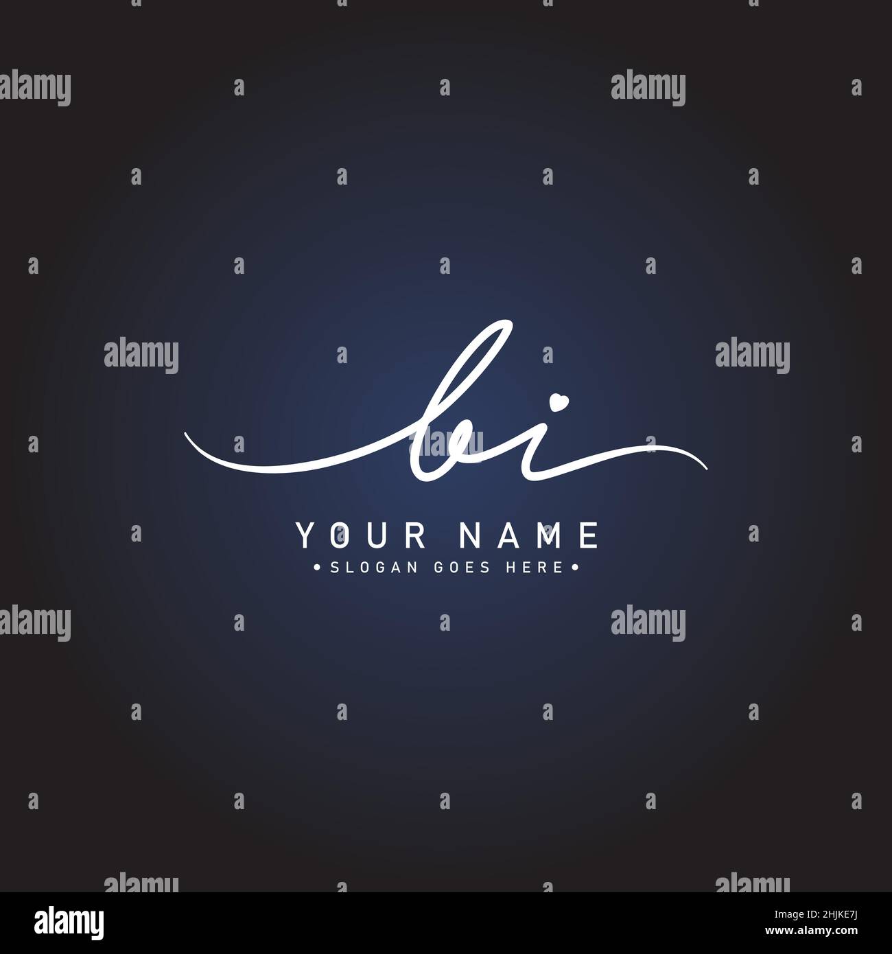 Initial Letter BI Logo - Handwritten Signature Style Logo - Simple ...