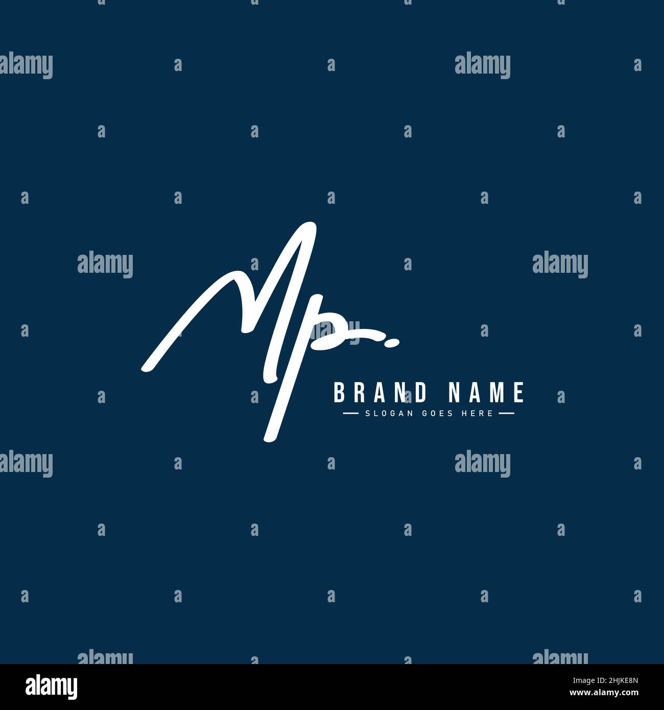 Initial Letter MP Logo - Hand Drawn Signature Style Logo - Simple Vector Logo in Signature Style ...