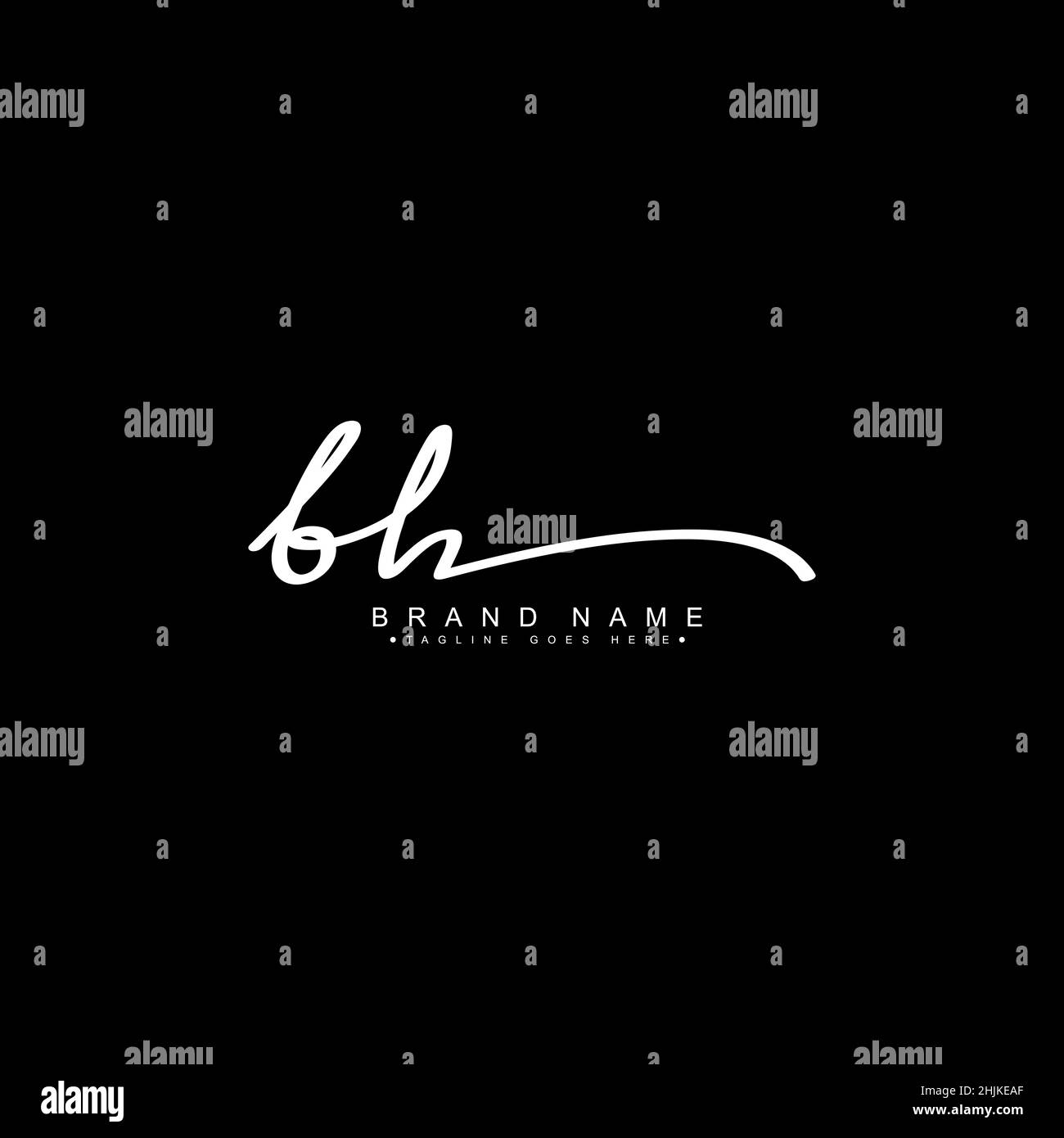 Initial Letter BH Logo - Hand Drawn Signature Style Logo - Simple ...