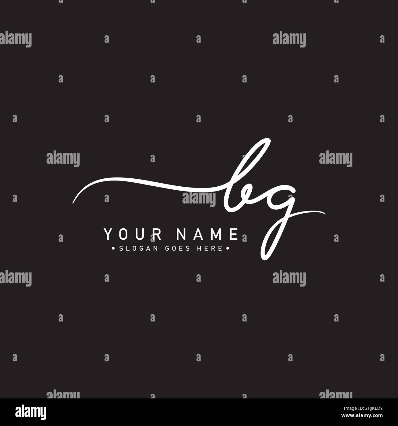 Initial Letter BG Logo - Handwritten Signature Style Logo - Simple ...