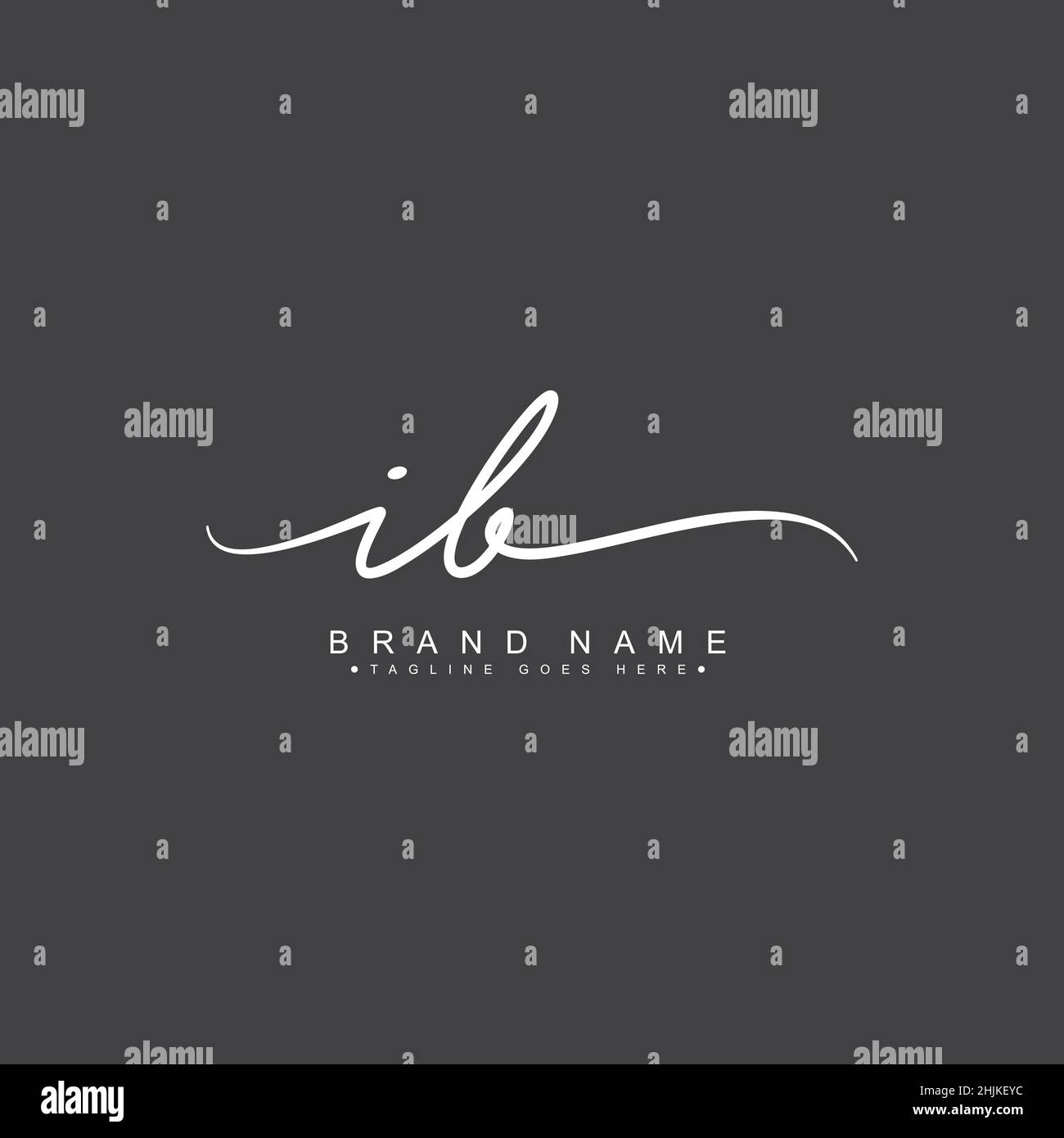 Initial Letter IB Logo - Handwritten Signature Style Logo - Simple ...