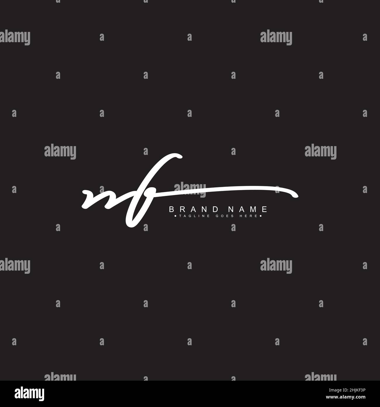 Initial Letter NF Logo - Hand Drawn Signature Logo - Simple Vector Logo ...