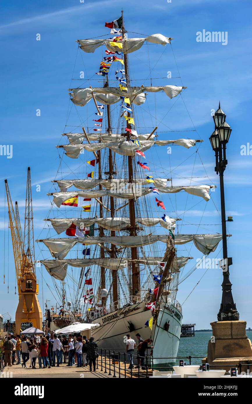 HUELVA, SPAIN, APRIL 15th 2017 Port of Huelva. The mexican sailboat ...