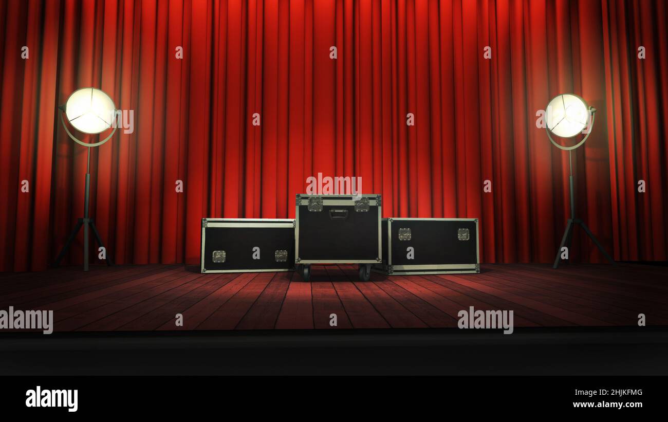 Virtual music stage 3D rendering background. Ideal for music shows ...