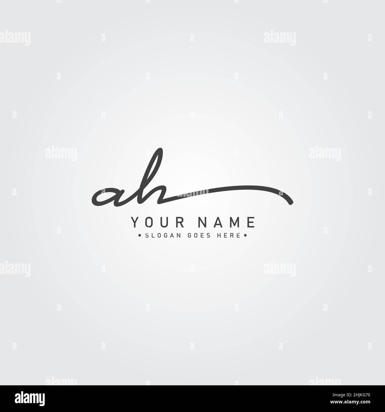 Initial Letter AH Logo - Hand Drawn Signature Style Logo - Simple ...