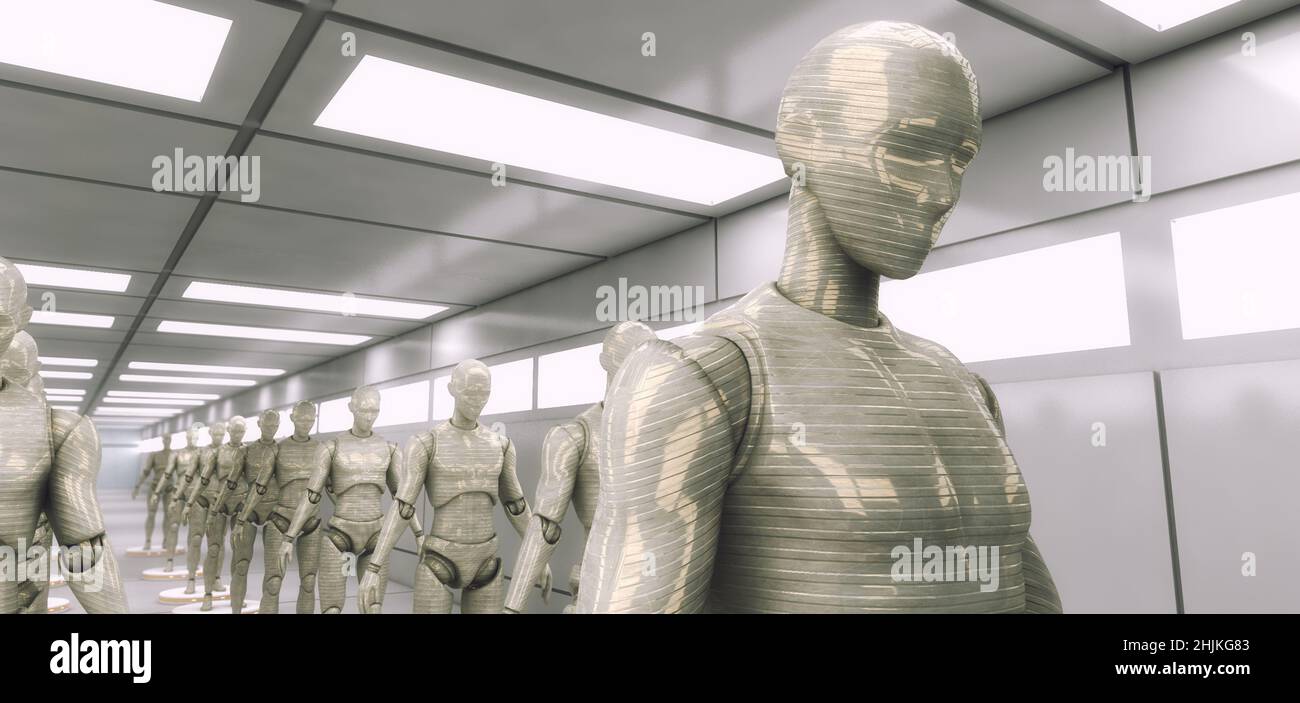 3D render. Humanoid figures and sicifi scene Stock Photo - Alamy
