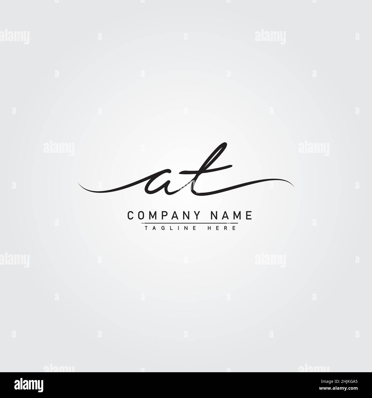 Initial Letter AT Logo - Handwritten Signature Style Logo - Simple ...